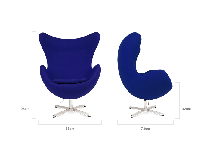 Jacobsen Egg Chair Replica in Blue Cashmere Pash Classics